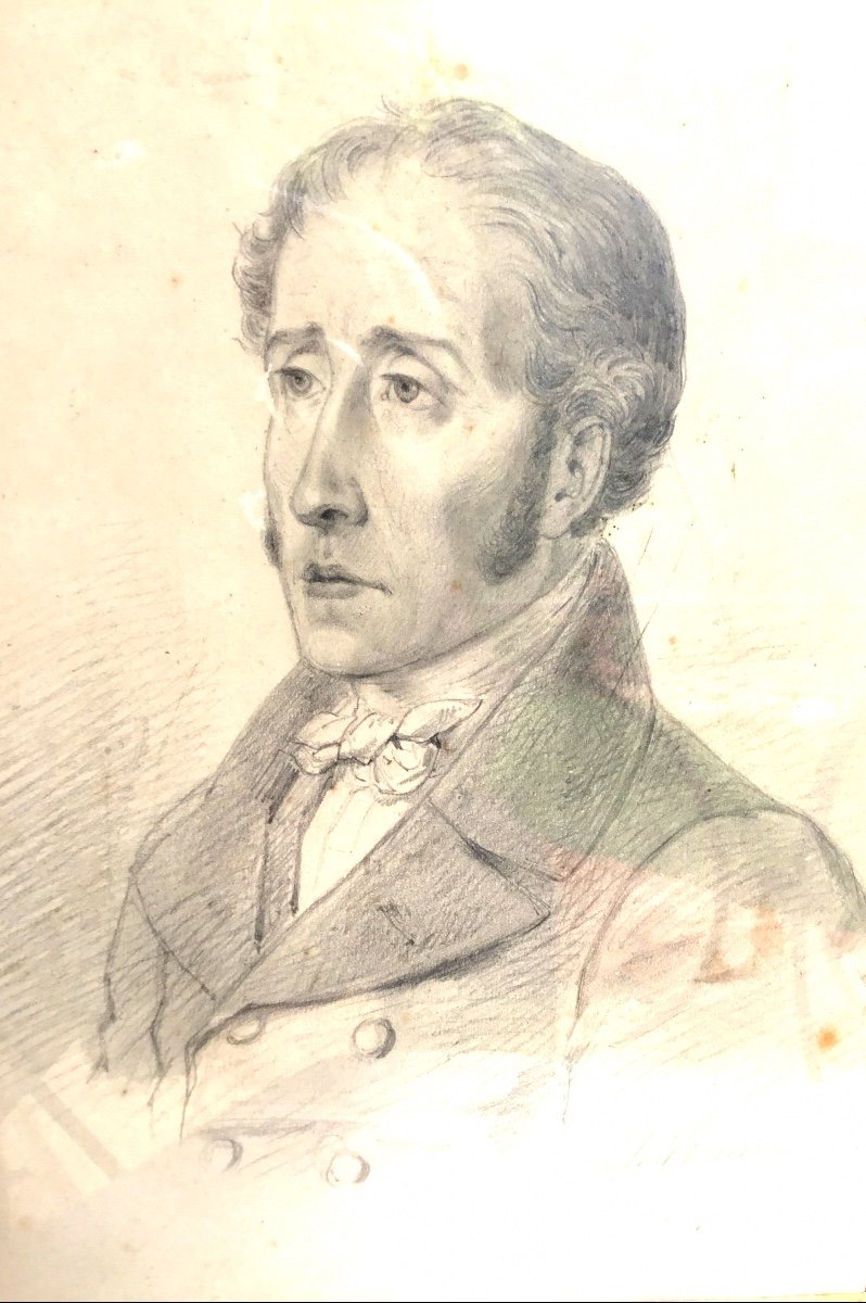 Proantic: Charles Vernier 1832.portrait à La Mine Encadré Signé Et