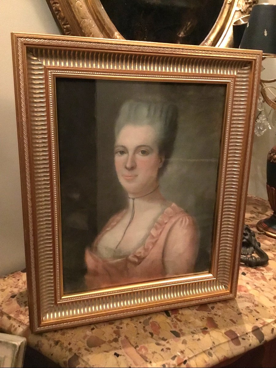 18th Century French School. Quality Lady Portrait. Pastel Wrapped On C