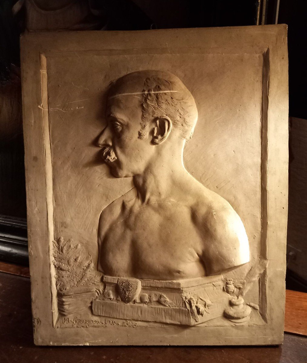 Bas Relief Plaster Sculpture 1898 Signed Henri Gourgouillon