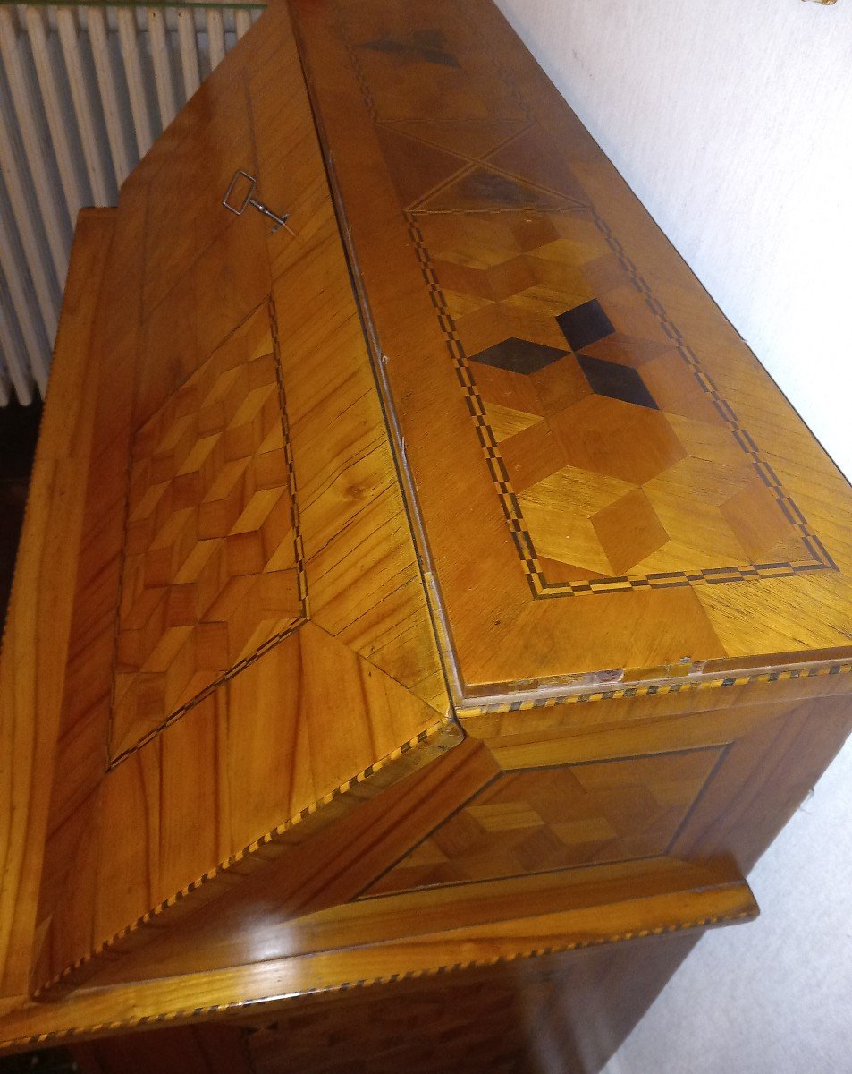 Proantic: Directoire Slope Desk Cube Marquetry