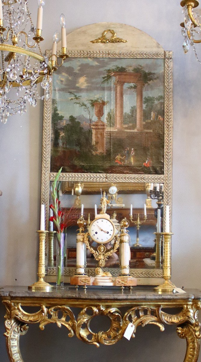 Proantic: Late 18th Century Italian Neoclassical Wall Mirror With 'cap