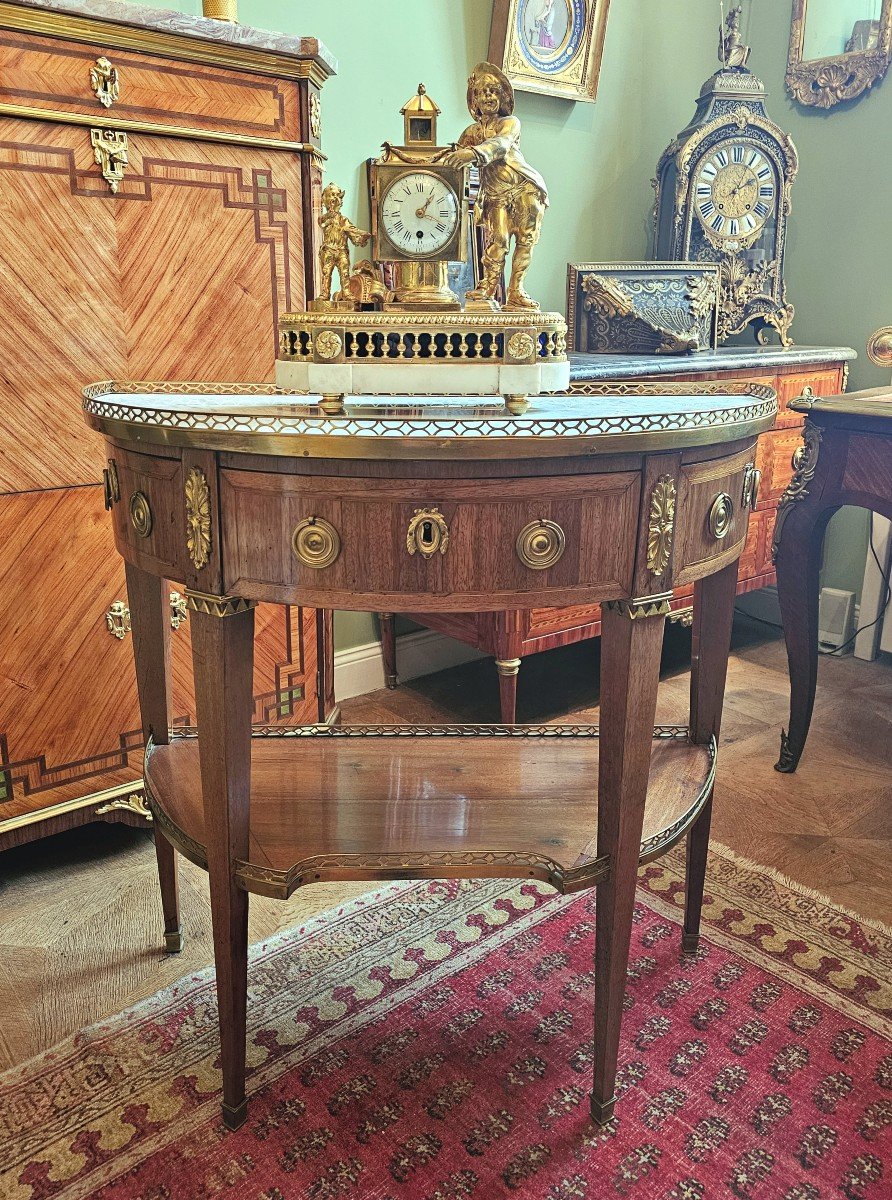 Proantic: Console Demi-lune Louis XVI Vers 1780 Estampillée C.maute
