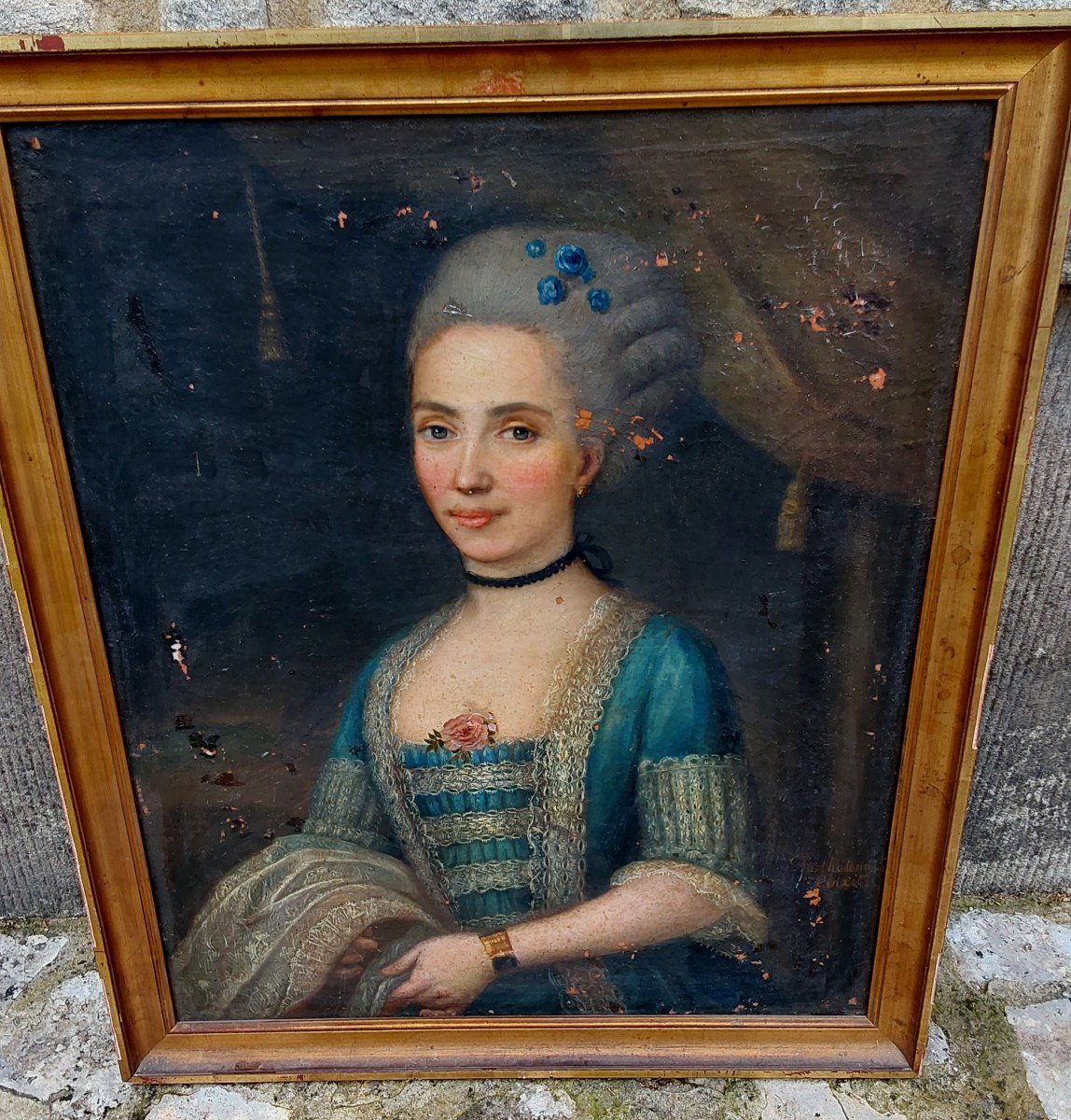 Proantic: Portrait Of A Woman Oil On Canvas 18th Century