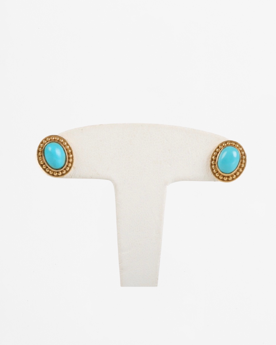 Proantic: Yellow Gold And Turquoise Earrings