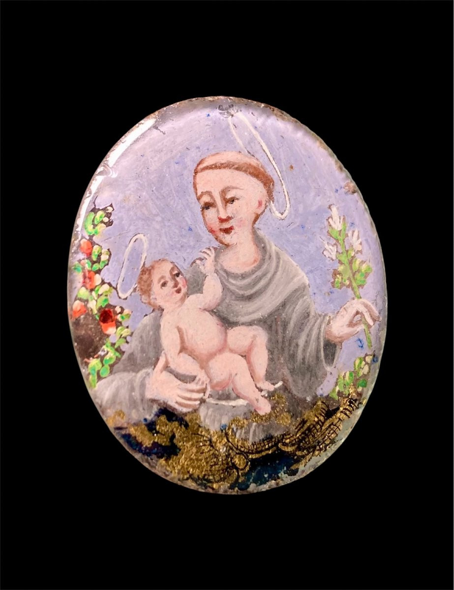 Proantic: 18th Century - Saint Anthony - Gold Ground Miniature Under G
