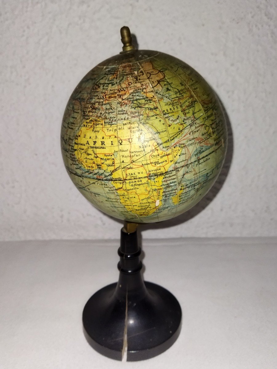 Proantic: Forest Small Globe World Map In Boiled Cardboard Collection