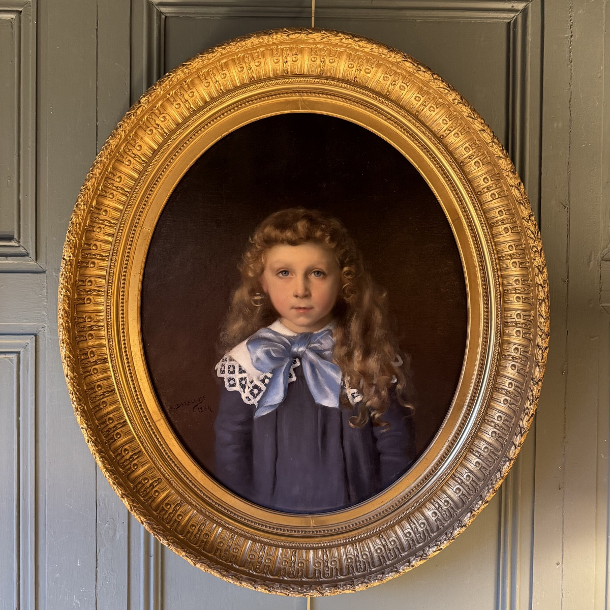 Proantic: Portrait d'un jeune garçon par Auguste Delécluse, daté 1884