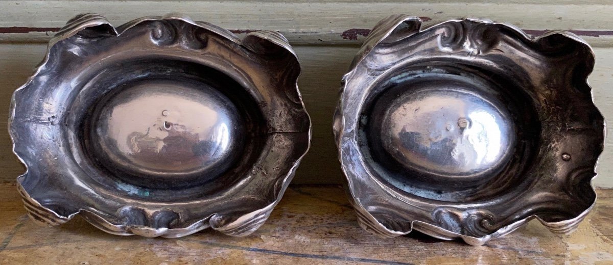 Proantic: Pair Of Salt Shakers, Salerons, Silver, Montpellier, XVIIIth Proantic: Pair Of Salt Shakers, Salerons, Silver, Montpellier, XVIIIth