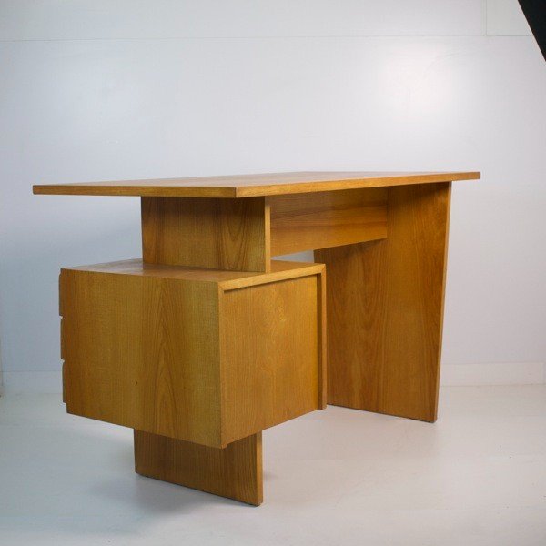 Proantic: Vintage Brutalist Desk 1960 In Oak