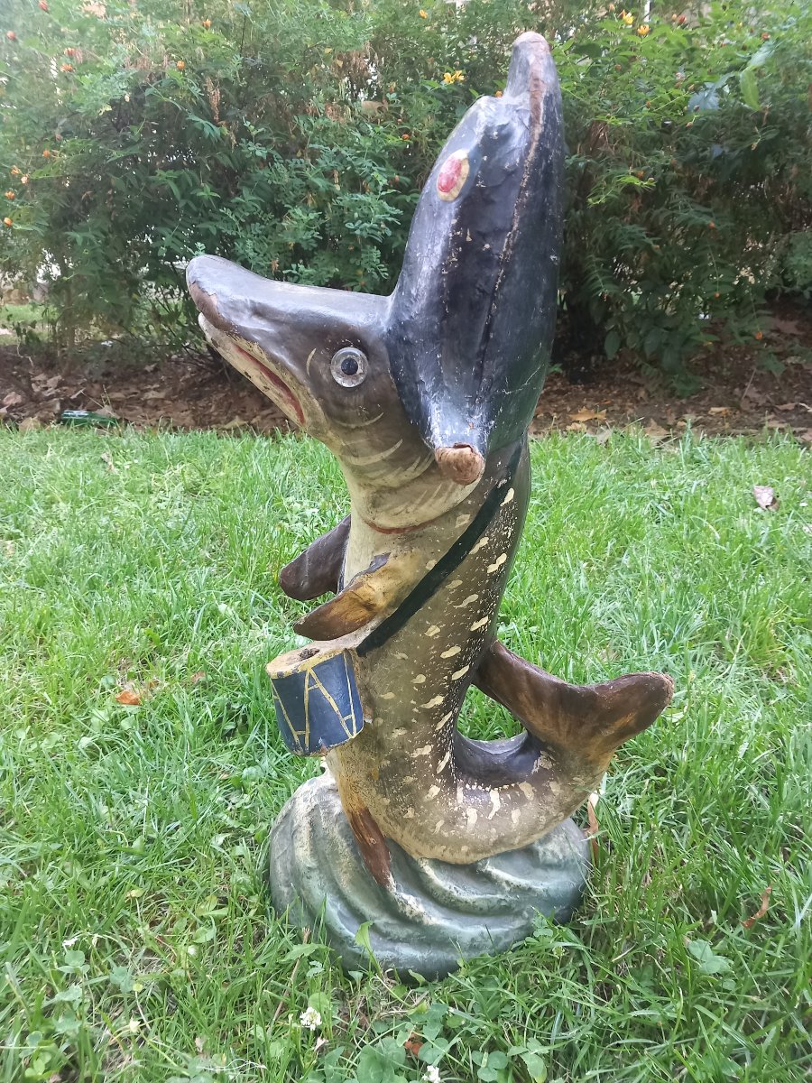 Proantic: Papier Mâché Zoomorph Money Box 19th Century Pike Fish Guard