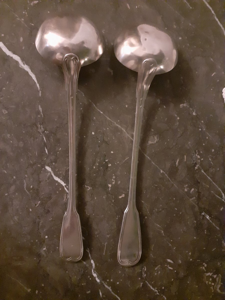 Two Solid Silver Ladles Minerva