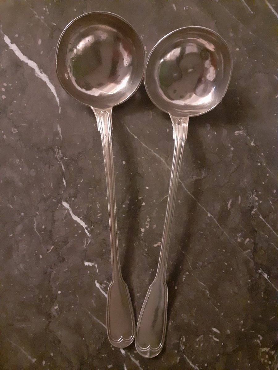 Two Solid Silver Ladles Minerva