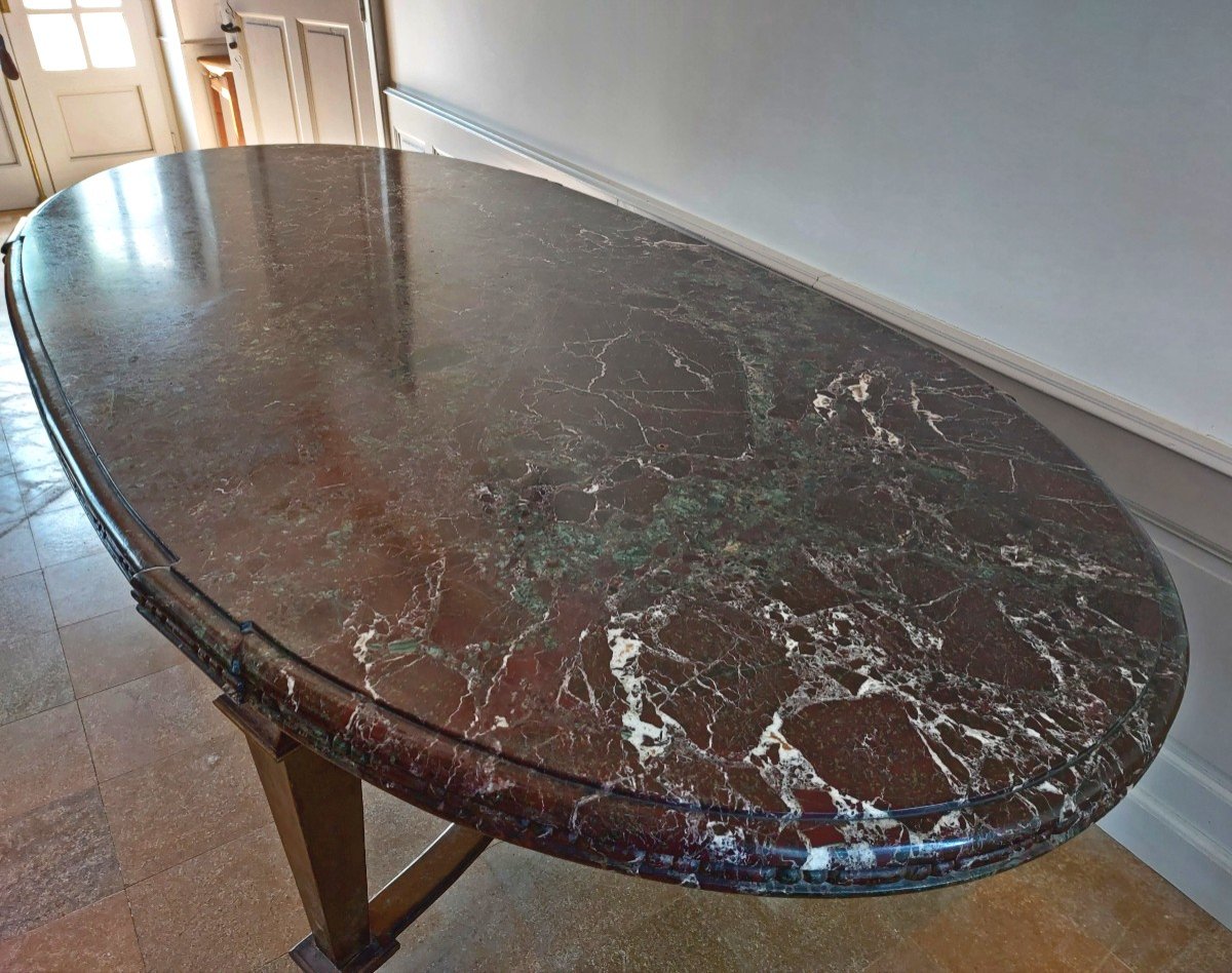 Proantic: Grande table ovale en marbre Levanto d'époque Louis XVI et