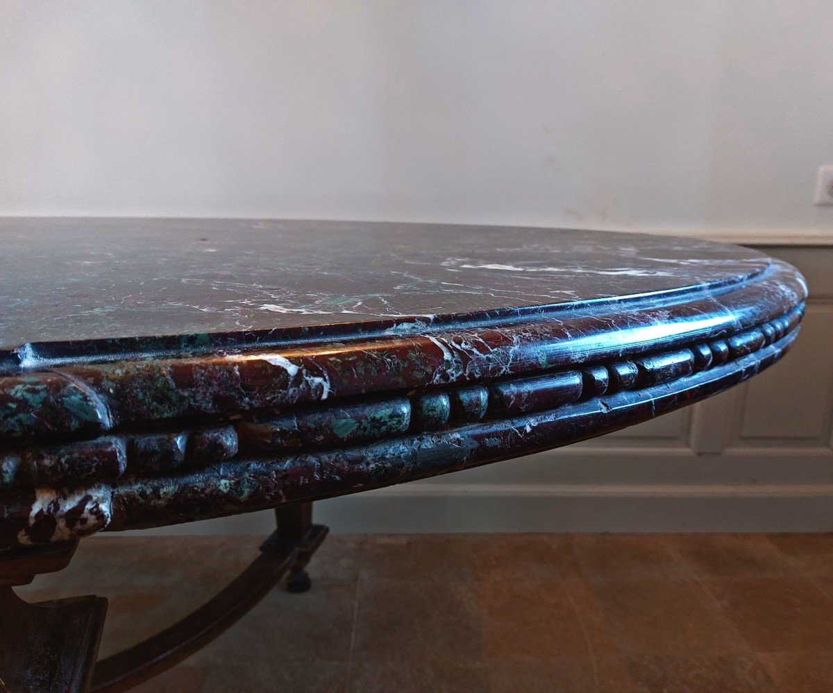Proantic: Grande table ovale en marbre Levanto d'époque Louis XVI et