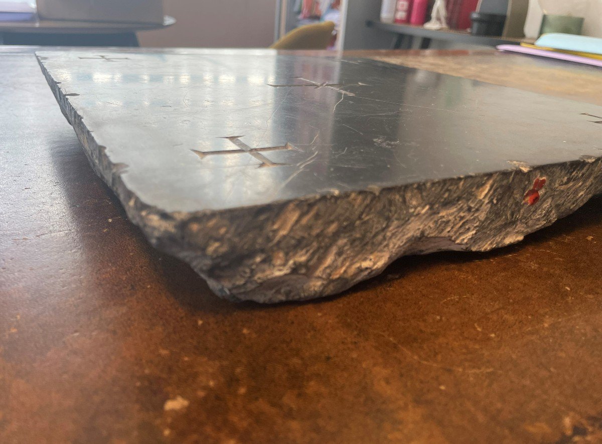 Proantic: Altar Stone In Black Marble With Its Relic - Nineteenth