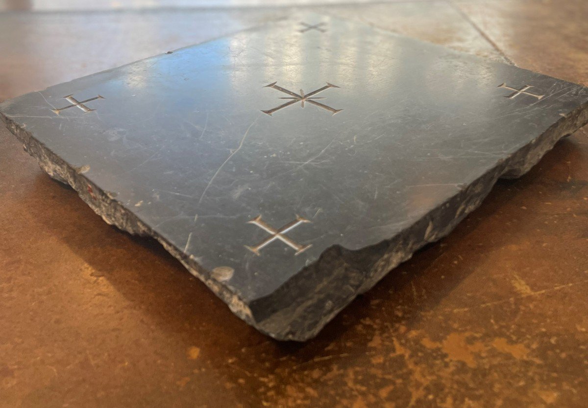 Proantic: Altar Stone In Black Marble With Its Relic - Nineteenth