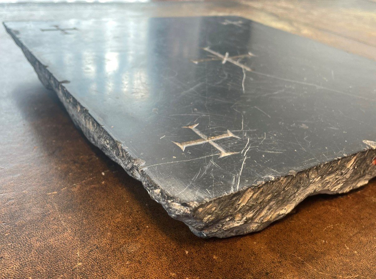 Proantic: Altar Stone In Black Marble With Its Relic - Nineteenth