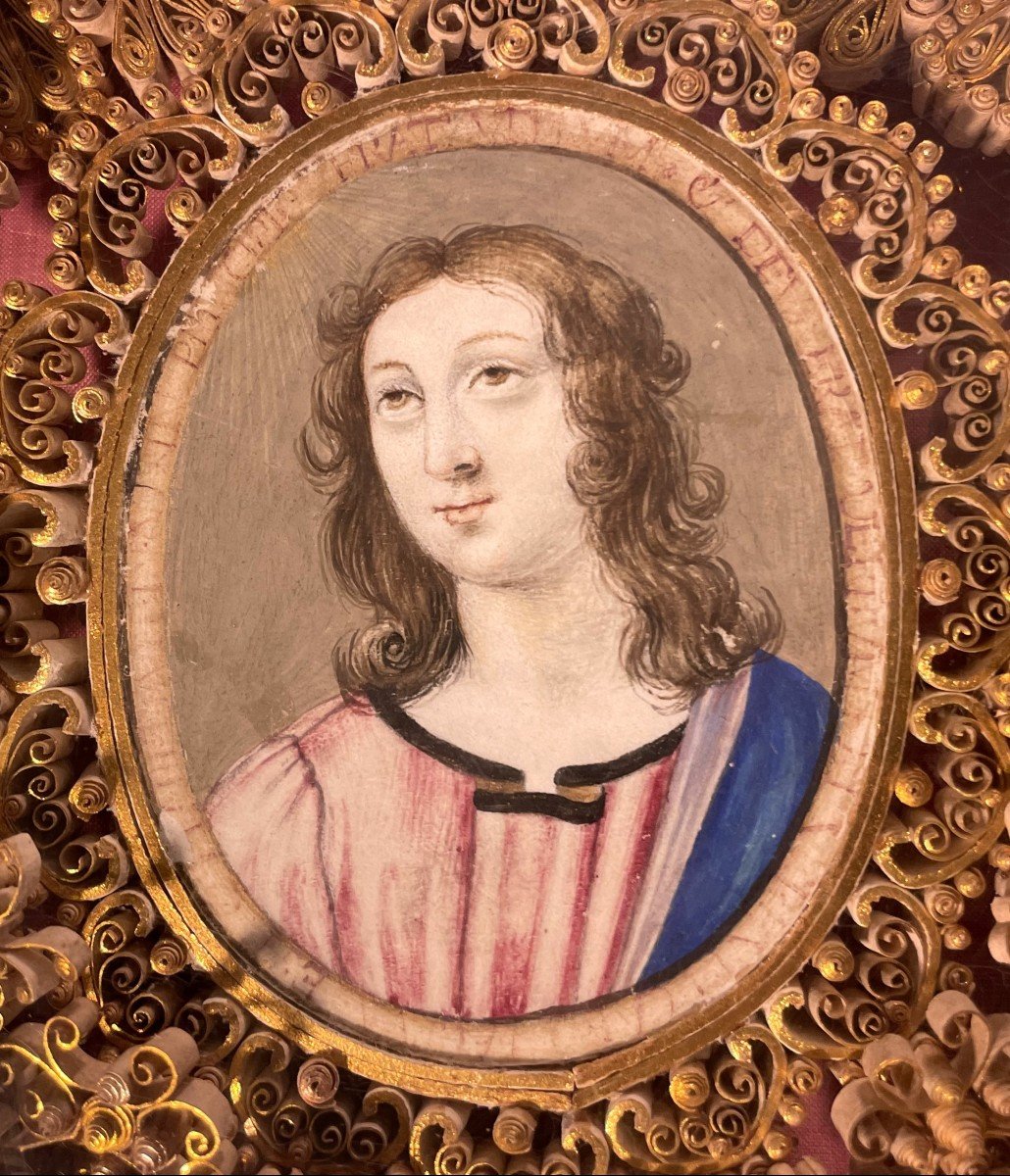 Proantic: Reliquary Painting Of Saint Placide - 18th Century