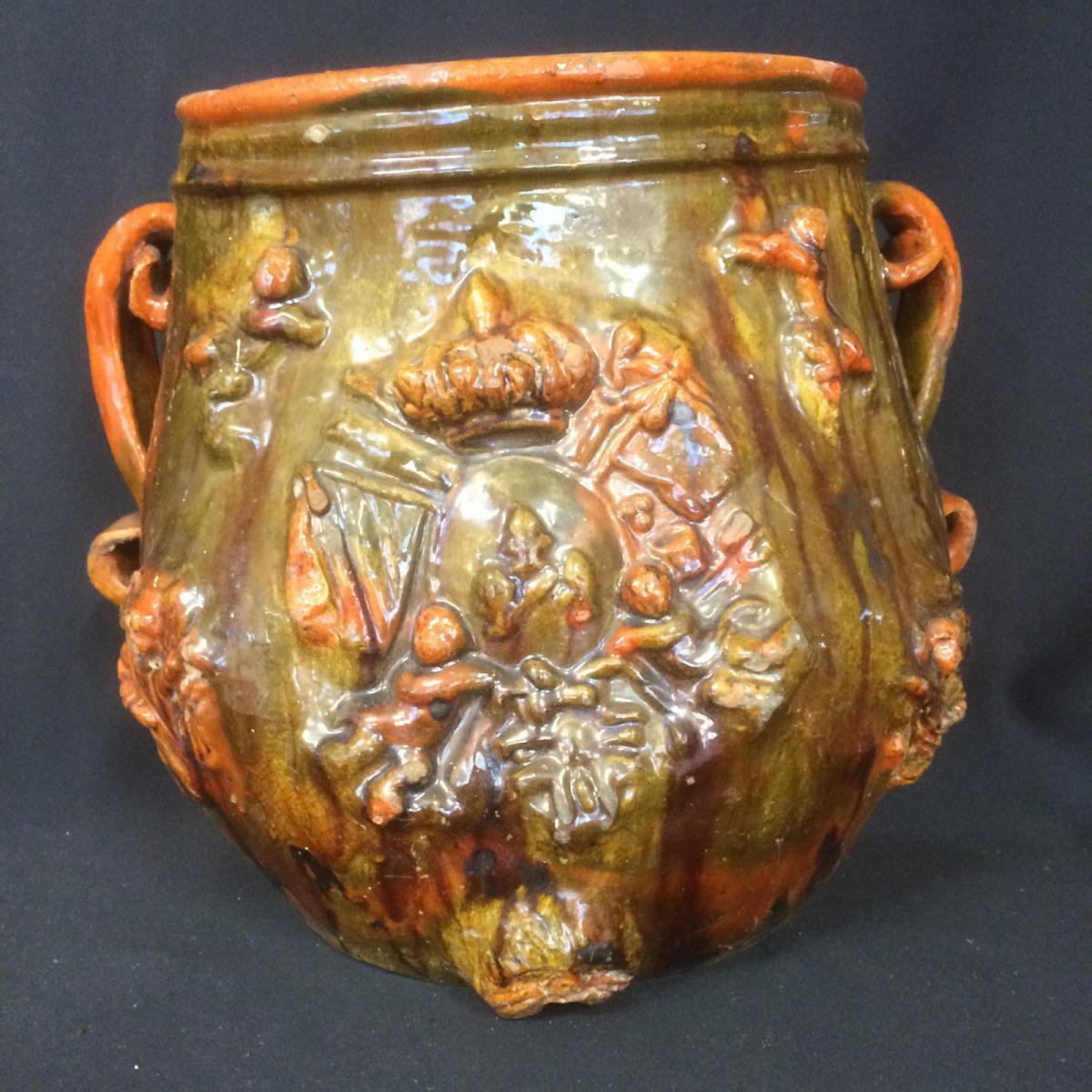 Proantic: Fontaine Poterie Terre Vernissee Art Populaire