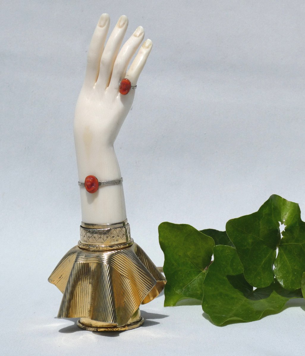 Proantic: Large Silver Golden Silver & Coral Seal, Napoleon III Period