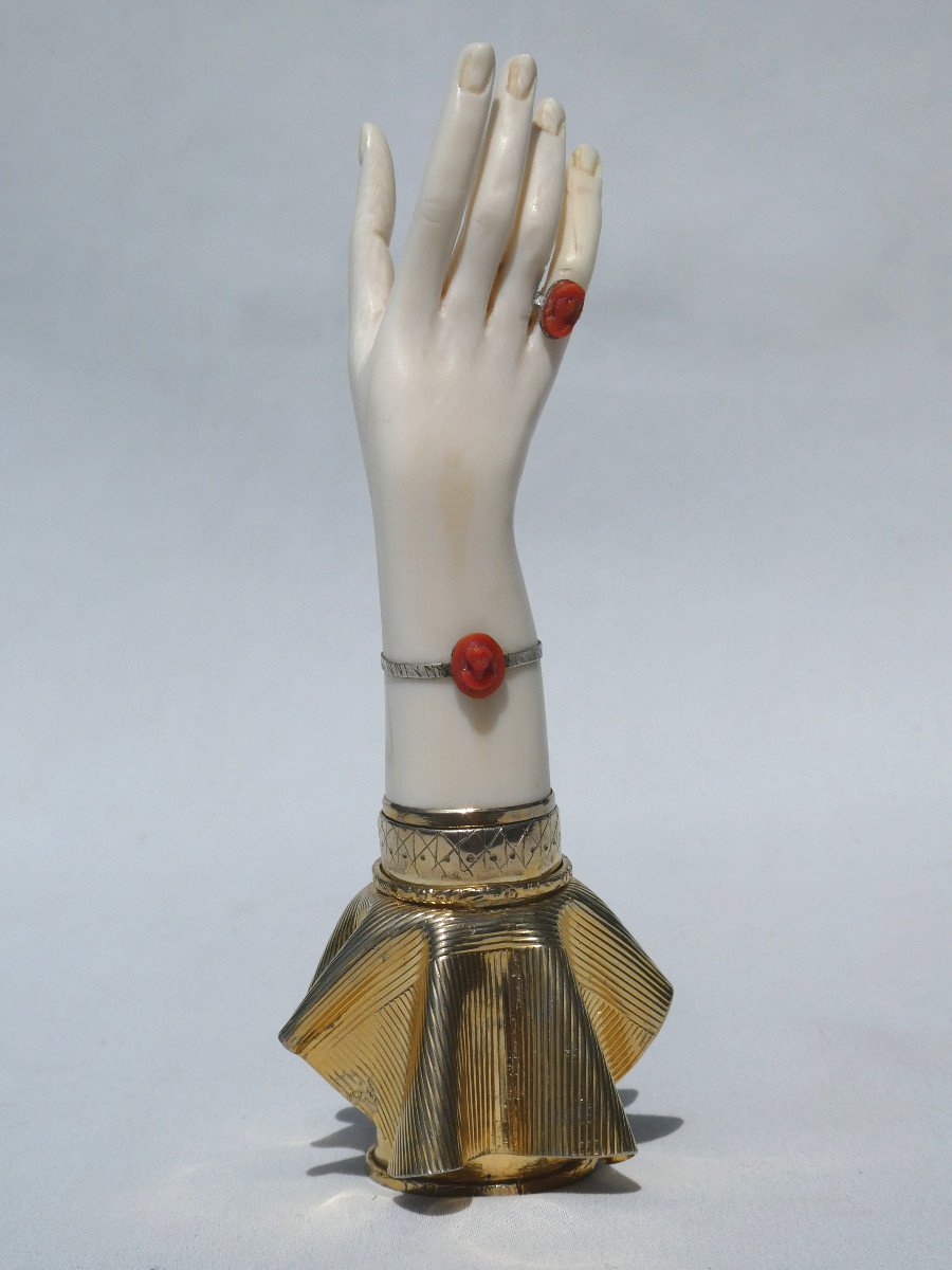 Proantic: Large Silver Golden Silver & Coral Seal, Napoleon III Period