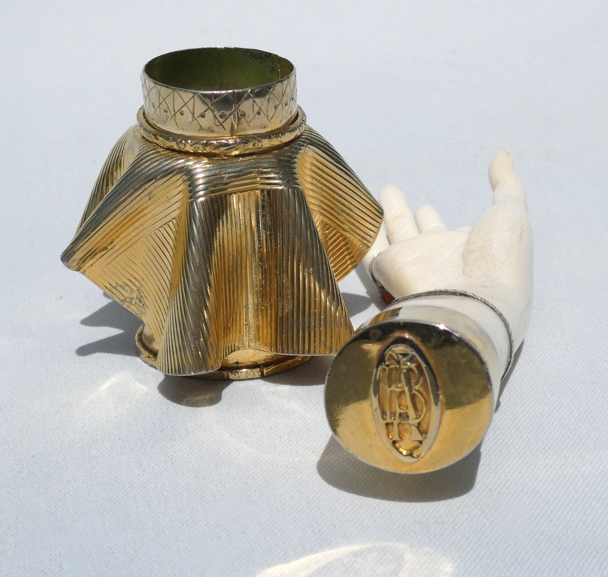 Proantic: Large Silver Golden Silver & Coral Seal, Napoleon III Period