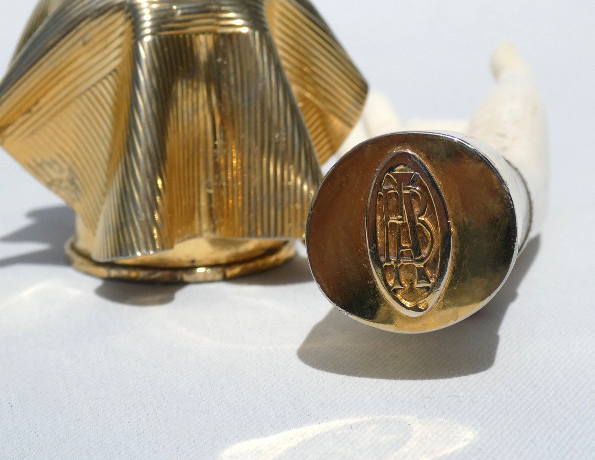 Proantic: Large Silver Golden Silver & Coral Seal, Napoleon III Period