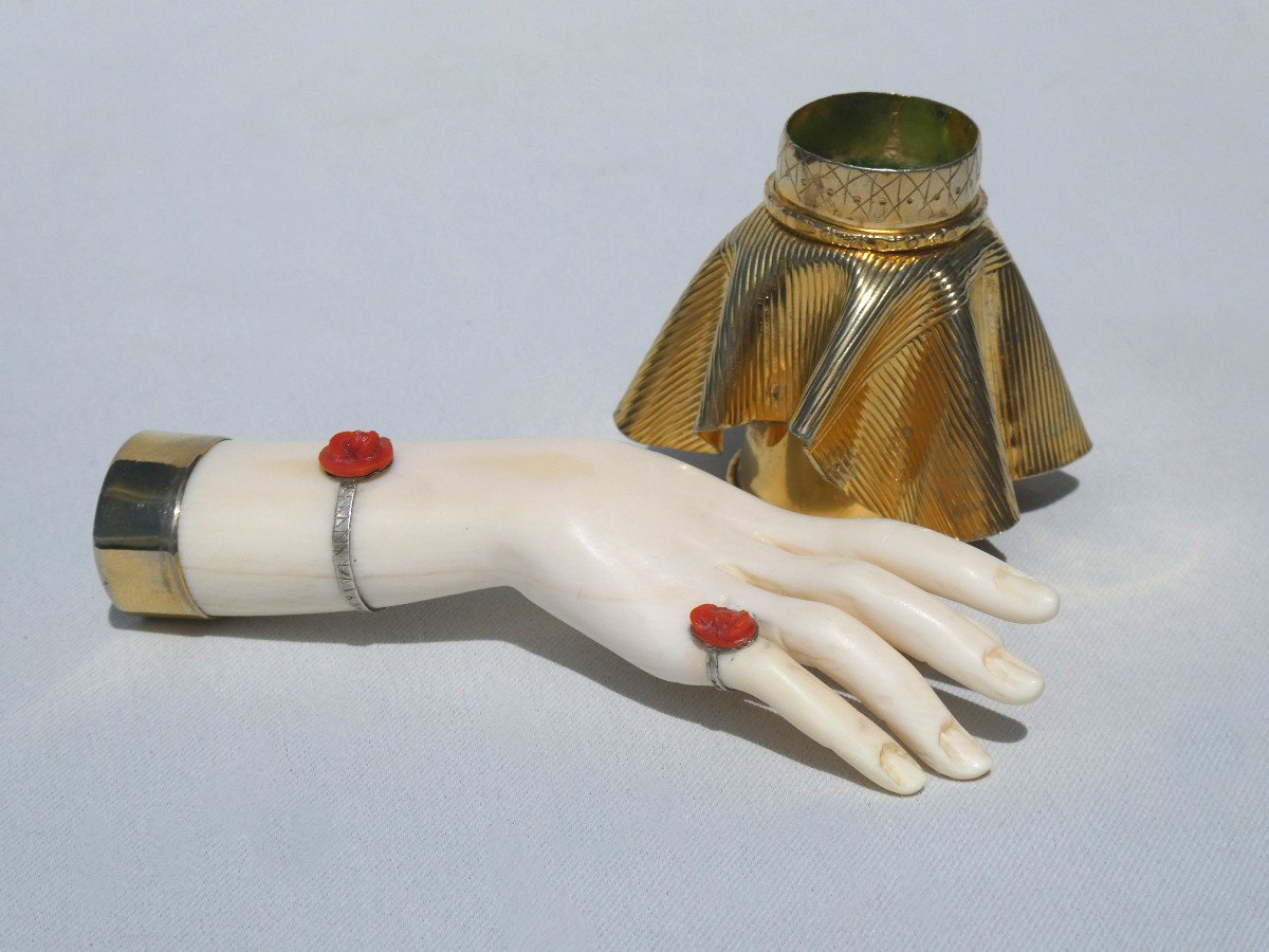 Proantic: Large Silver Golden Silver & Coral Seal, Napoleon III Period
