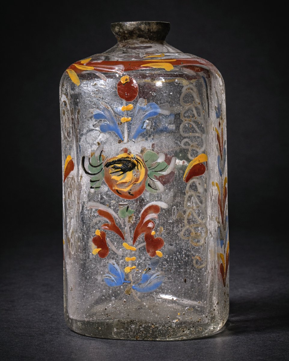 Proantic: 18th-century German Glass Bottle, Rhine Valley, Carafe/flask