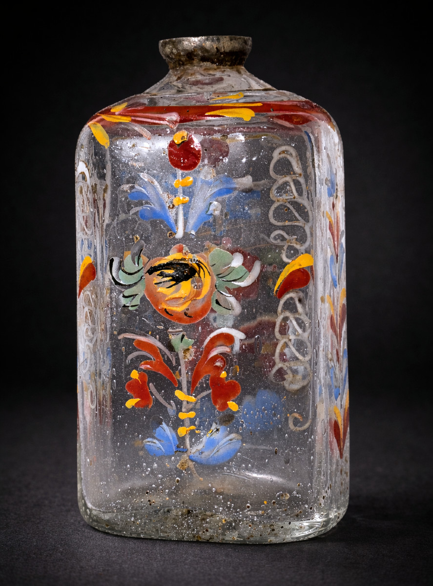 Proantic: 18th-century German Glass Bottle, Rhine Valley, Carafe/flask