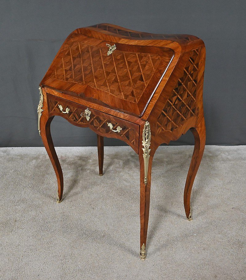 Proantic: Small Lady's Desk With Marquetry, Louis XV Style – First Hal