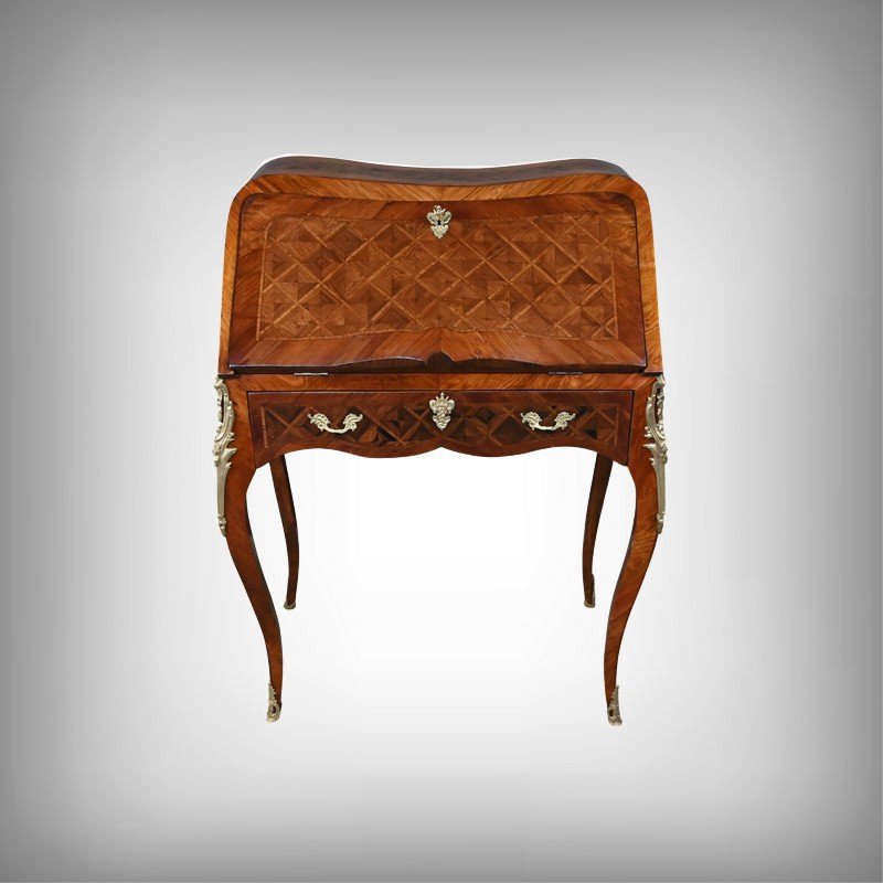 Proantic: Small Lady's Desk With Marquetry, Louis XV Style – First Hal