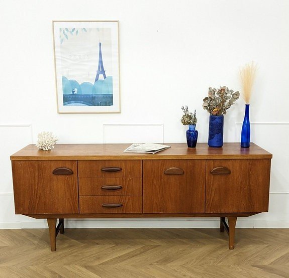 Proantic: Beautiful Vintage Sideboard In Teak From The 60s