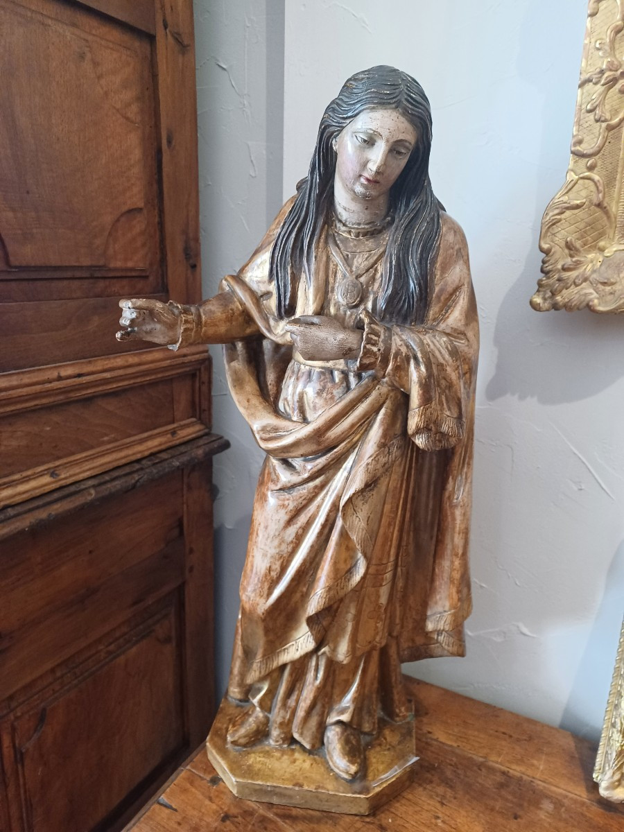 Proantic: Large Gilded Wooden Statue Of The Virgin Mary, Late 18th And