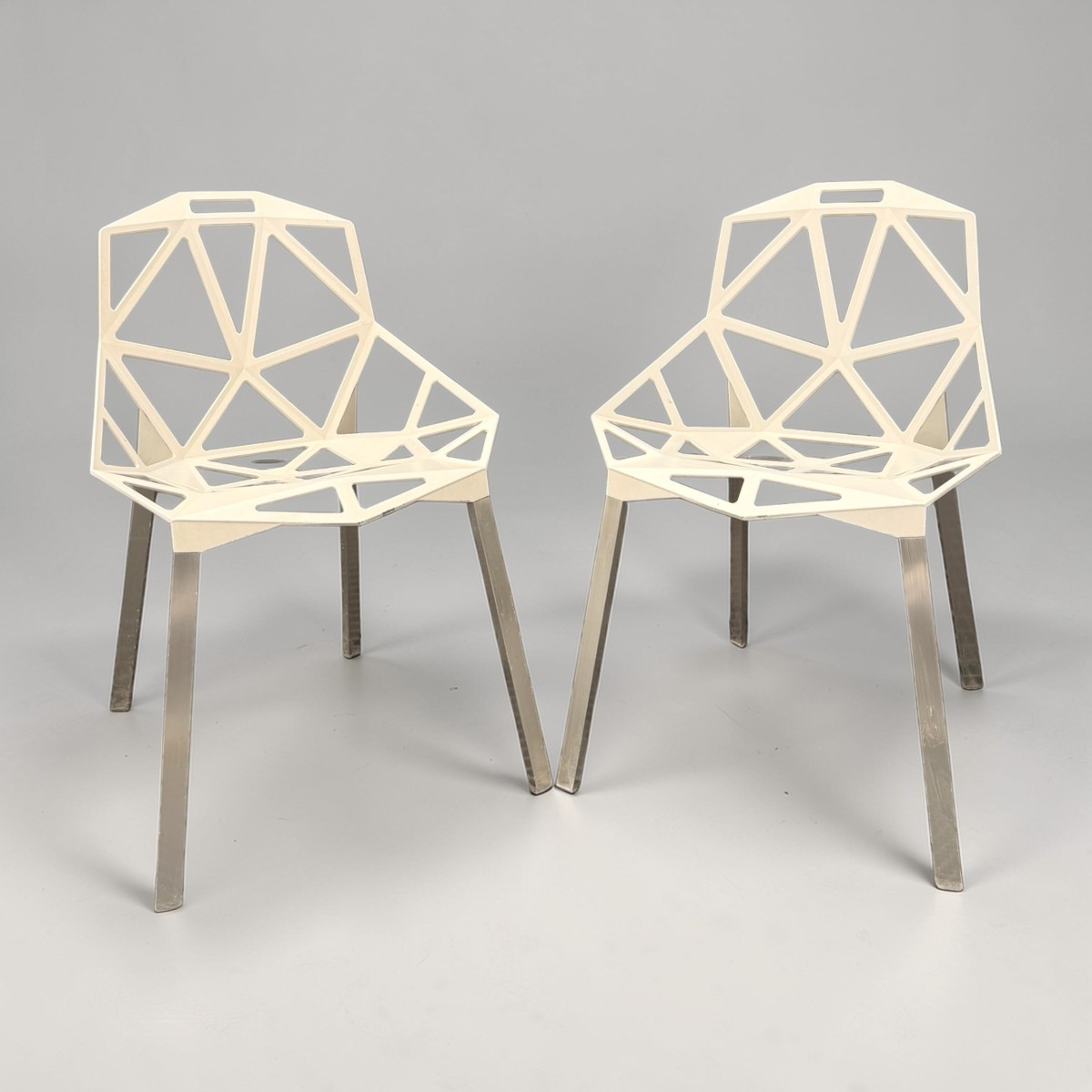 Proantic: Paire Chaises Chair One Grcic Magis Fonte Aluminium Blanc Ca