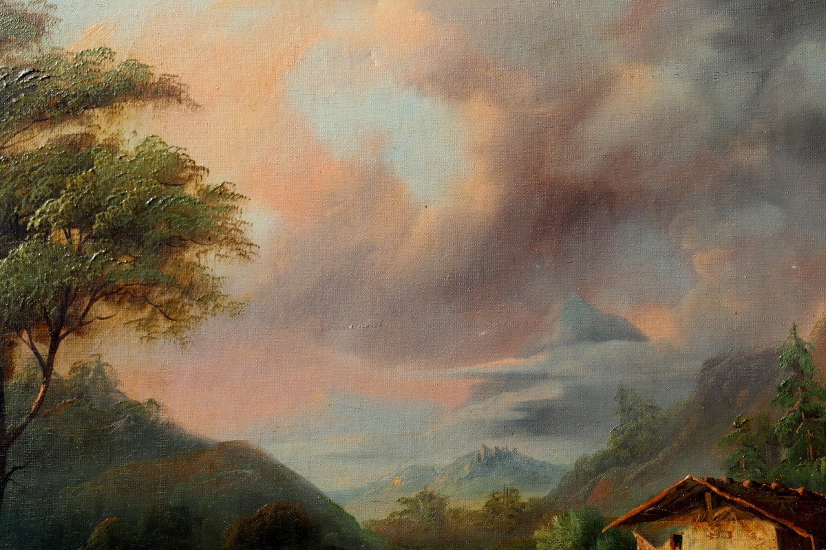 Proantic: Swiss School Circa 1860 : “landscape At The Waterfall”