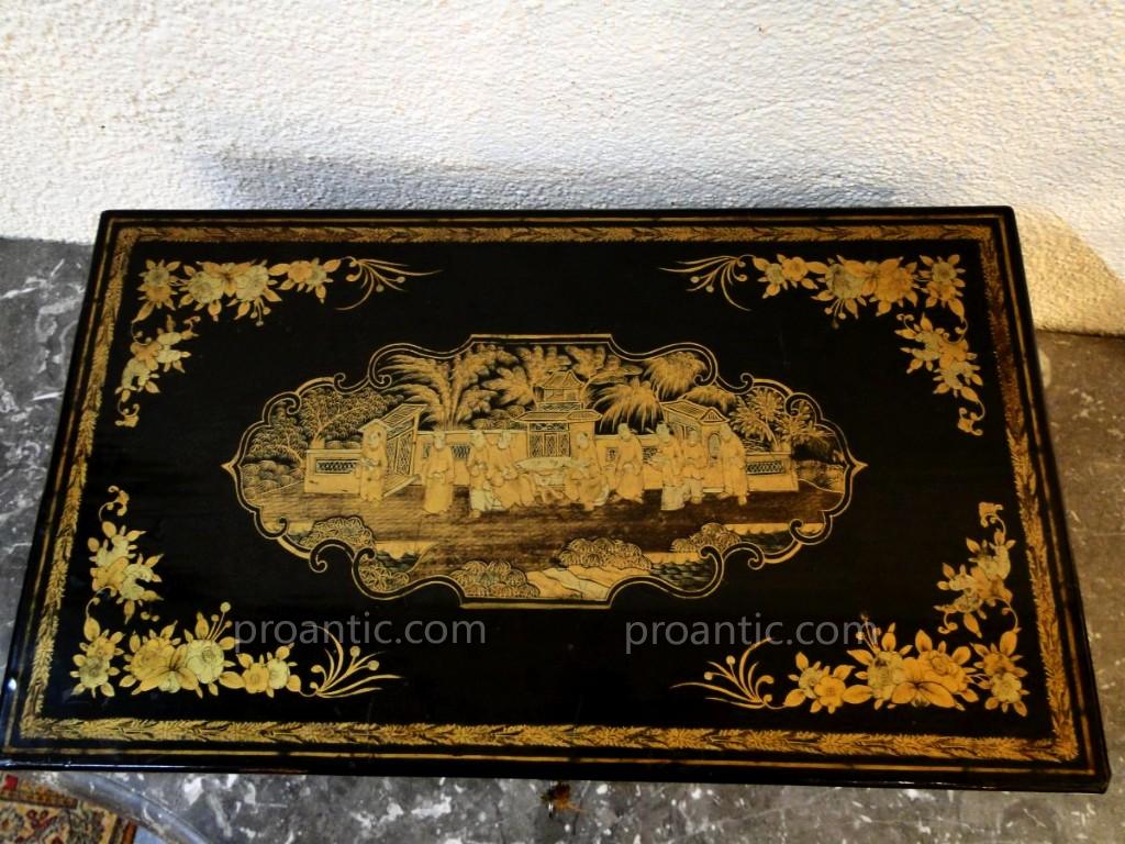 Proantic: Large Writing Box In Chinese Lacquer Nineteenth