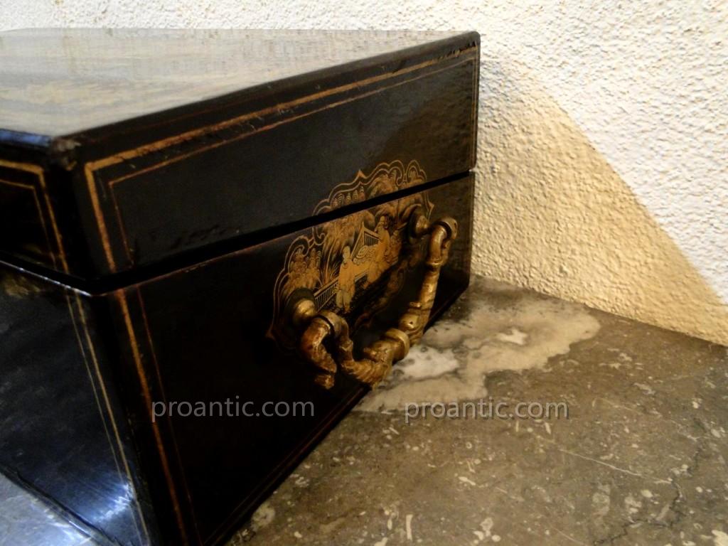 Proantic: Large Writing Box In Chinese Lacquer Nineteenth
