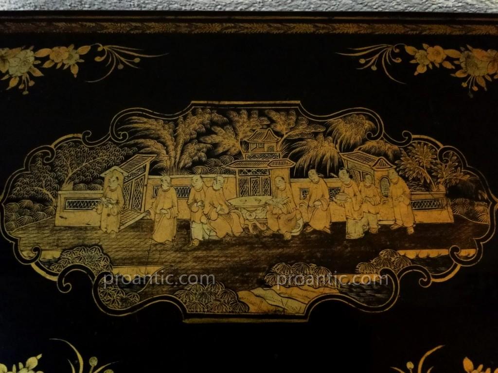 Proantic: Large Writing Box In Chinese Lacquer Nineteenth