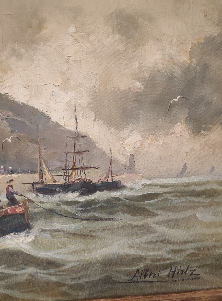 Proantic: Albert Hirtz (1898-1976), Marine, Huile Sur Toile.