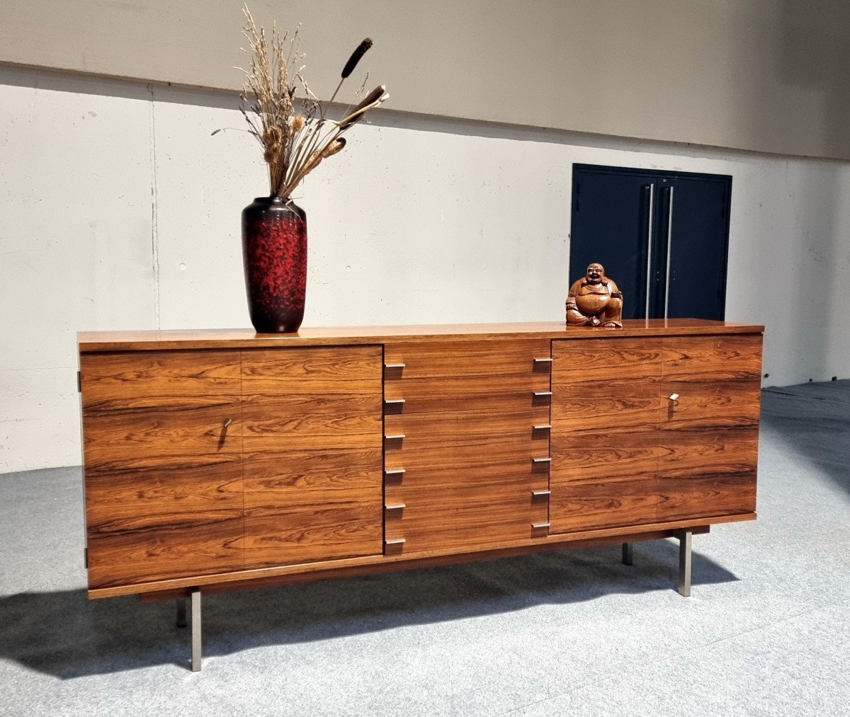 Proantic: Swiss Form Scandinavian Sideboard In Rosewood From The 60s