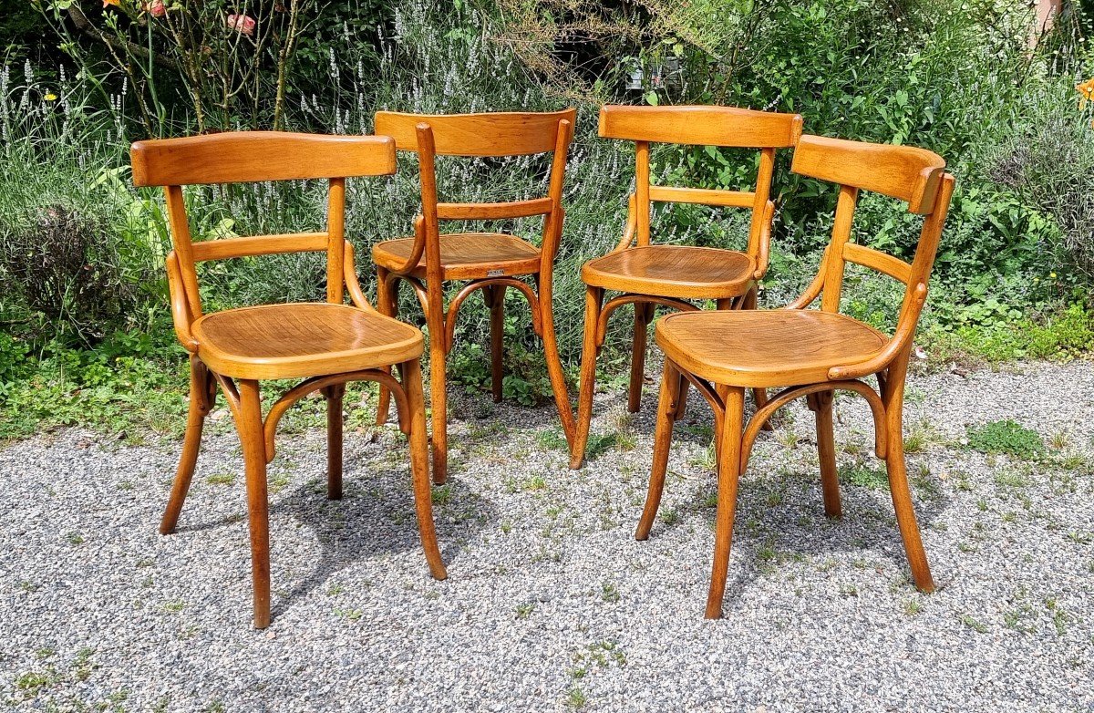 Proantic: Fischel Wissembourg Bistro Chairs 1930s | Curved Wood, Thone