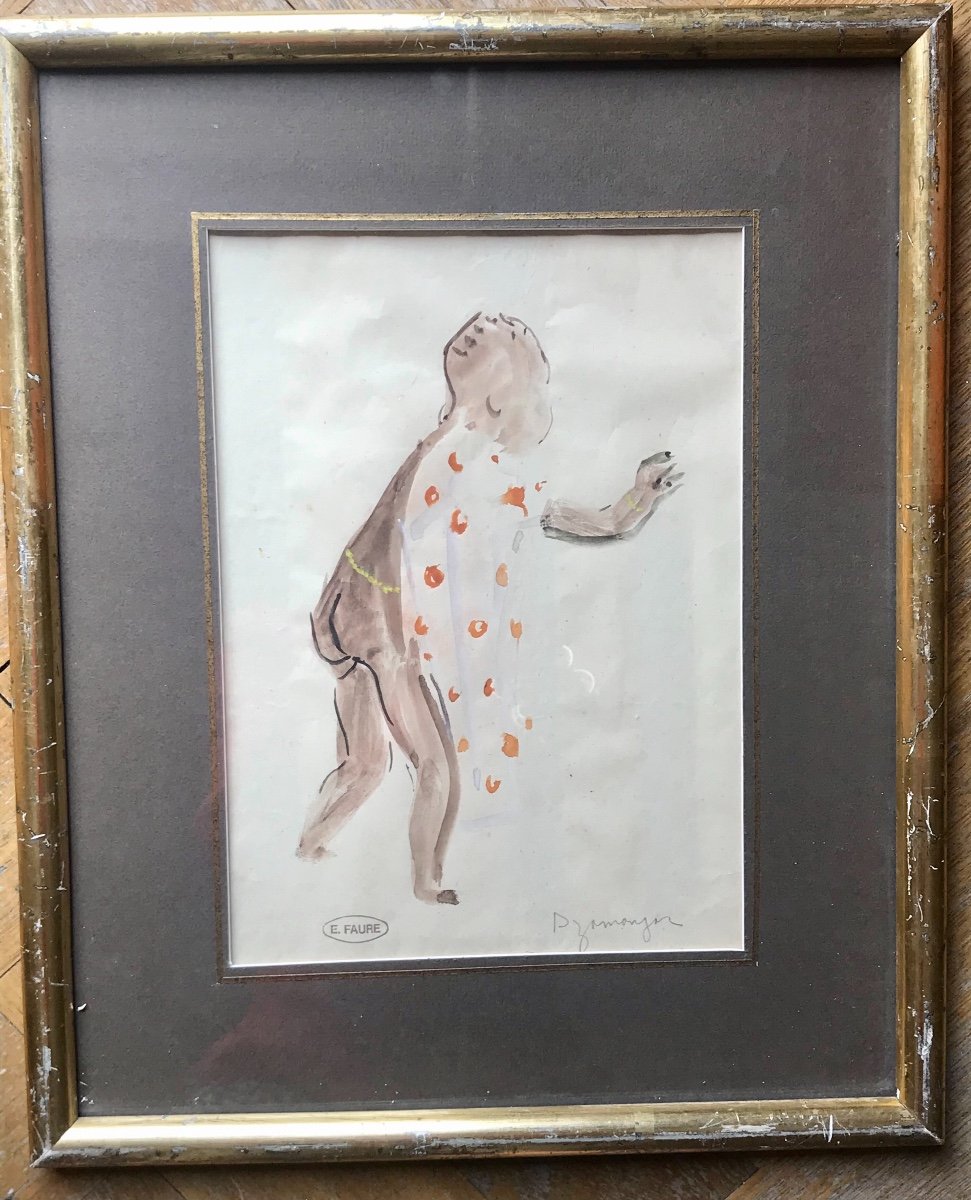 Proantic: Elizabeth Faure- Watercolor Of An African Child