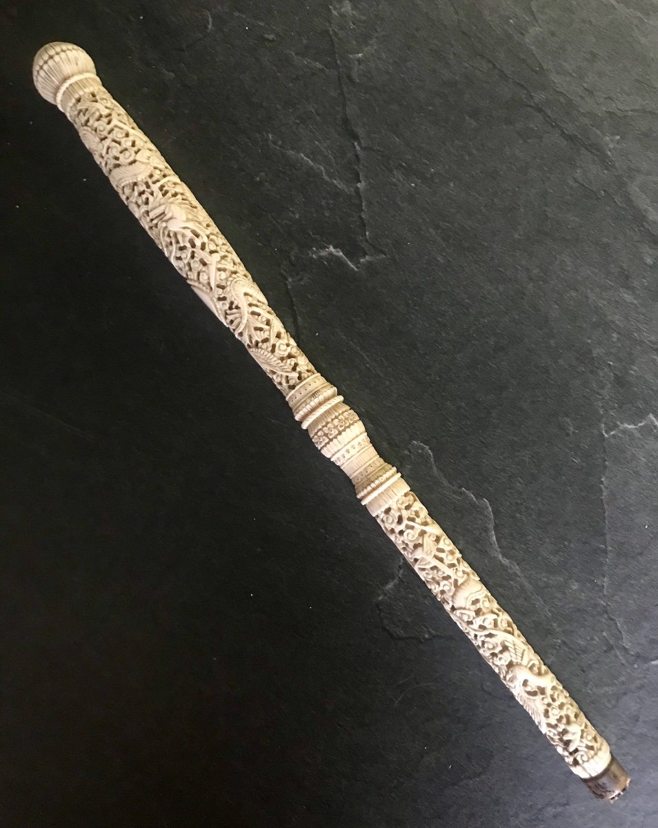 Napoleon III Carved Bone Umbrella Handle