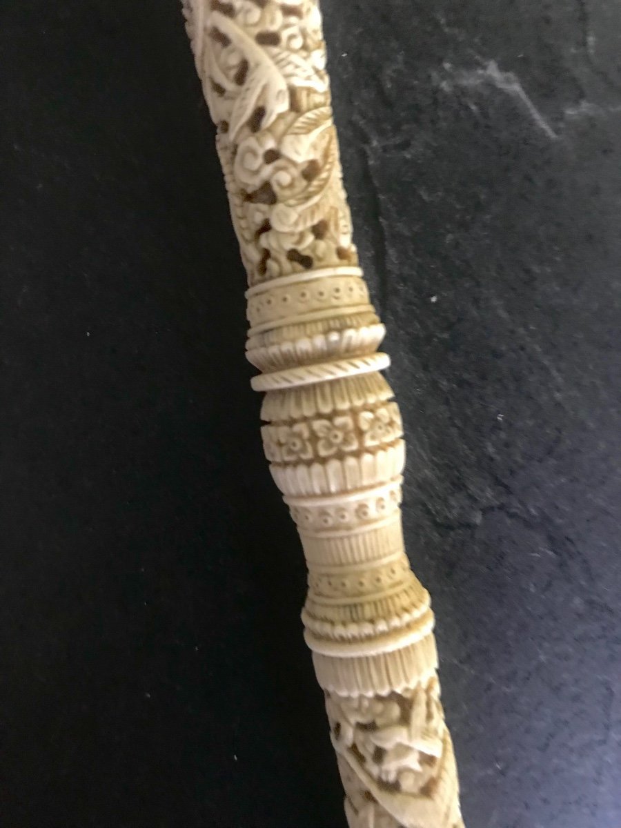 Napoleon III Carved Bone Umbrella Handle
