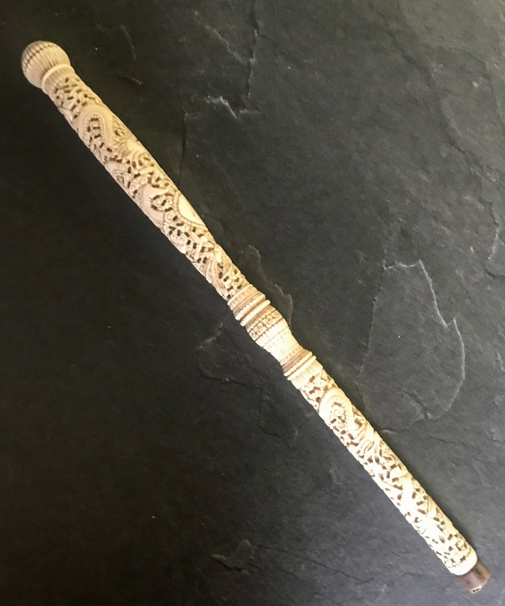 Napoleon III Carved Bone Umbrella Handle