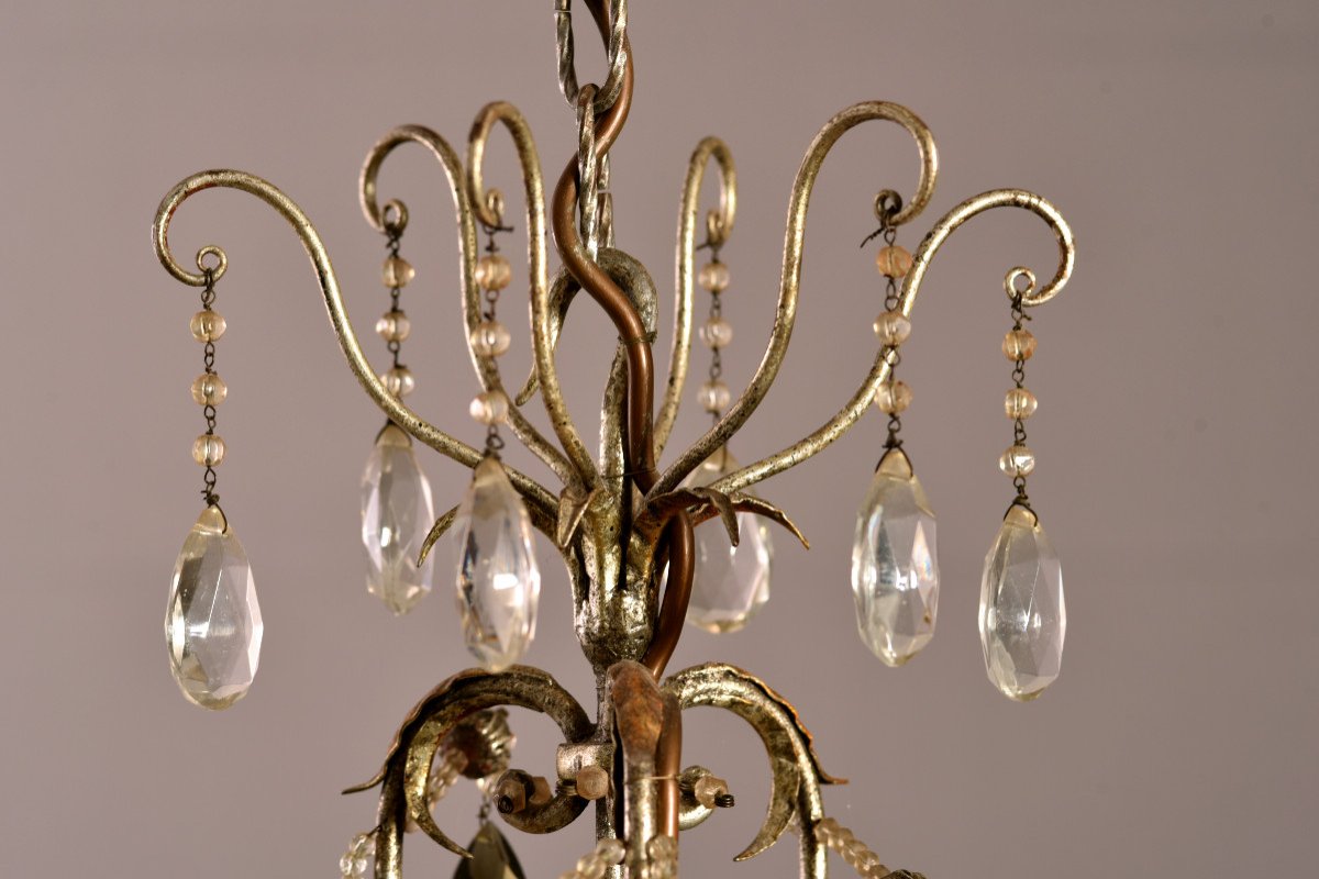 Proantic: Silver Metal Chandelier. Design.