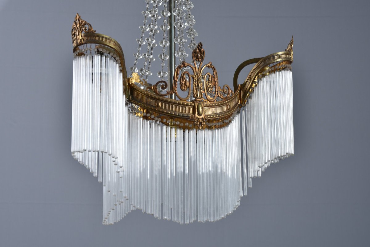 Art Nouveau Chandelier. Hector Guimard Style. 1920.