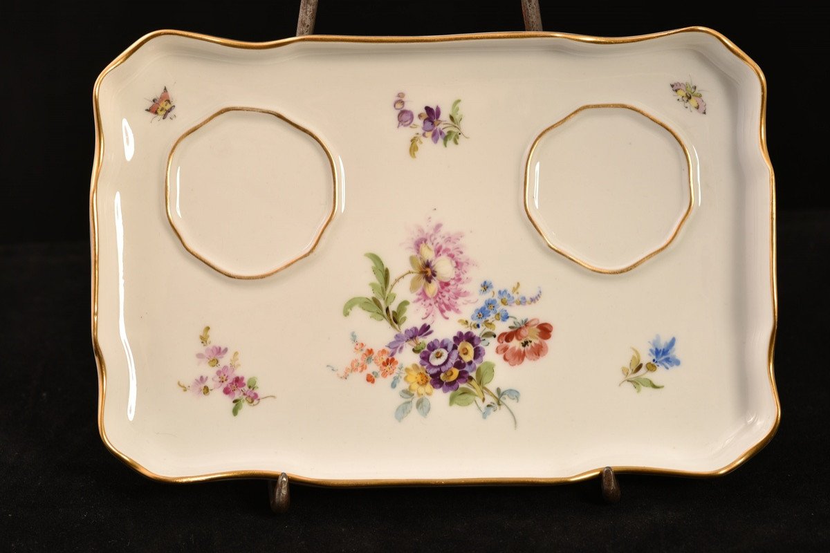 Meissen. Inkwell Pen Holder. German Porcelain 1900
