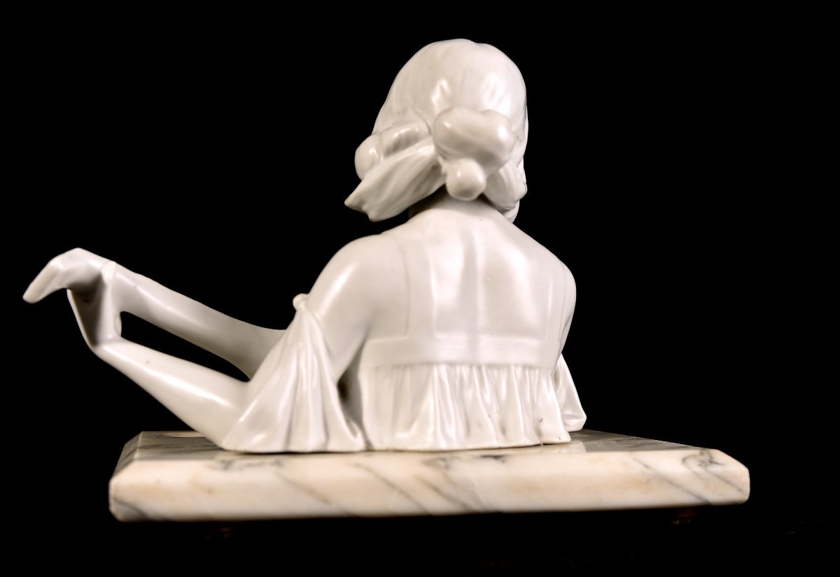 Proantic: Porcelain And Marble Pen Box. Art Nouveau.